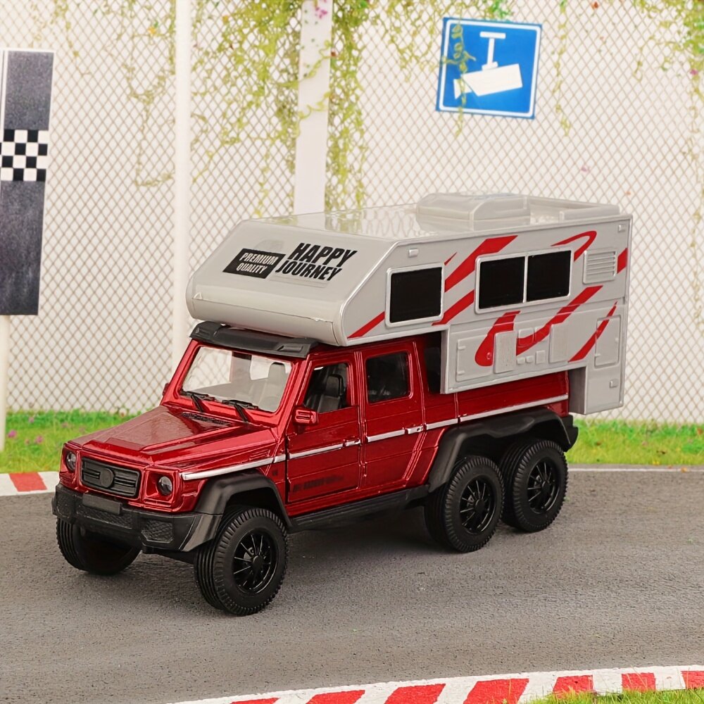 Модель автофургона в масштабе 1:32 с открывающимися дверцами и механизмом раскачивания, тянущаяся игрушка, красный