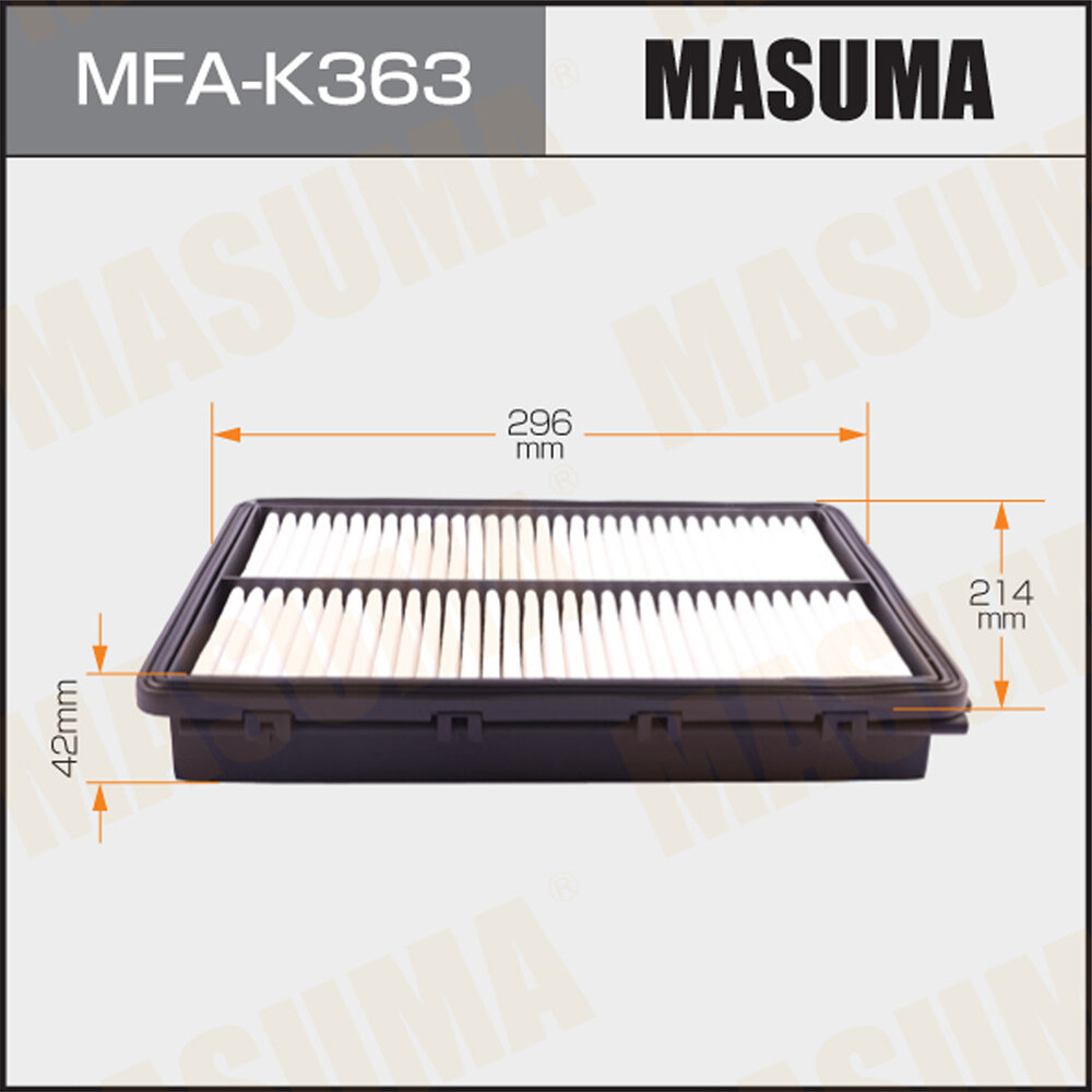 Фильтр воздушный MASUMA MFA-K363 для HYUNDAI PALISADE 2020-2026, HYUNDAI SANTA FE IV 2018-2020, KIA SORENTO III (UM) 2015-2020