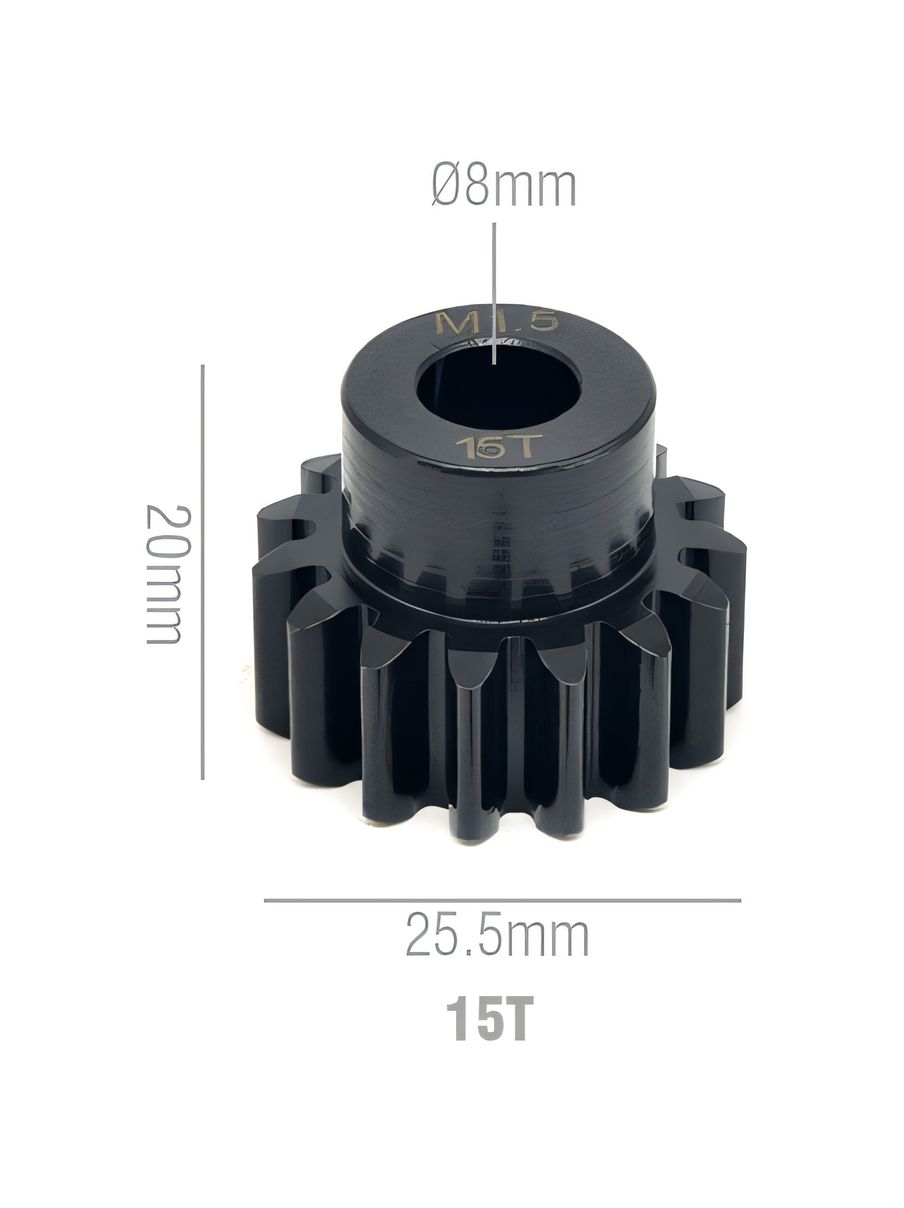 Шестерня стальная Pinion gear 15T M1.5 для вала 8mm