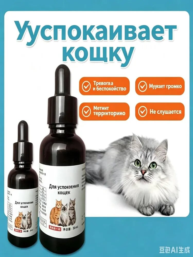 Успокаивающие капли для кошек при течке 30 мл