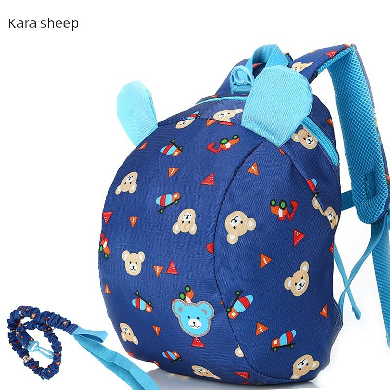 Рюкзак для мальчиков 1-3 лет с тягой и мишкой от Carry Sheep, темно-голубой, школьный рюкзак