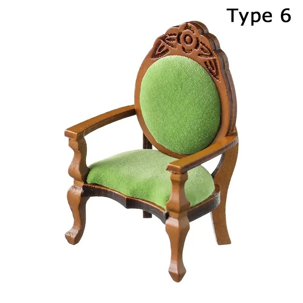 Миниатюрная деревянная мебель для кукольного домика Зеленый, Type 6