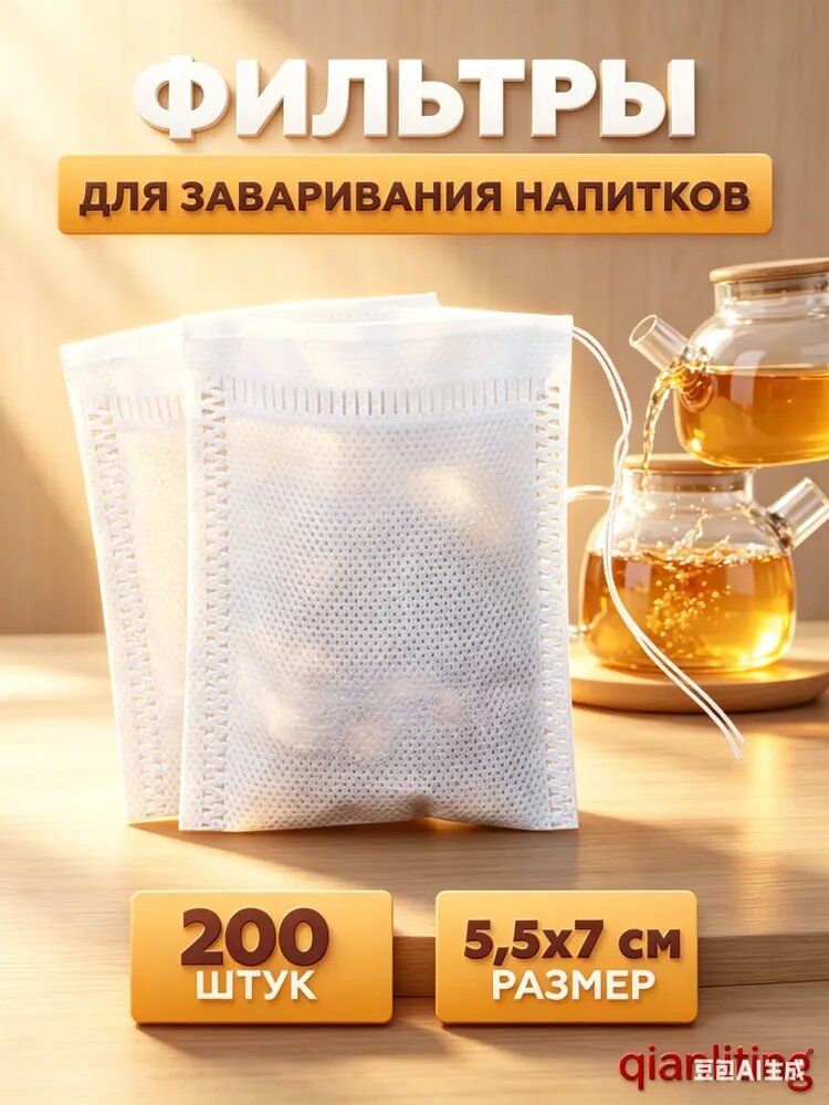 Фильтр для чая белые 5x7 см, 200 шт
