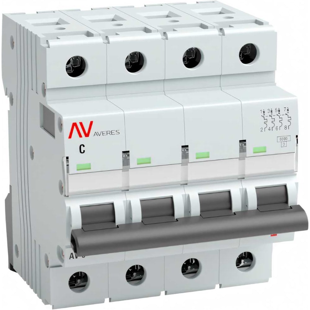 Автоматический выключатель EKF AVERES AV-6, 4P, 40A, C, 6kA mcb6-4-40C-av