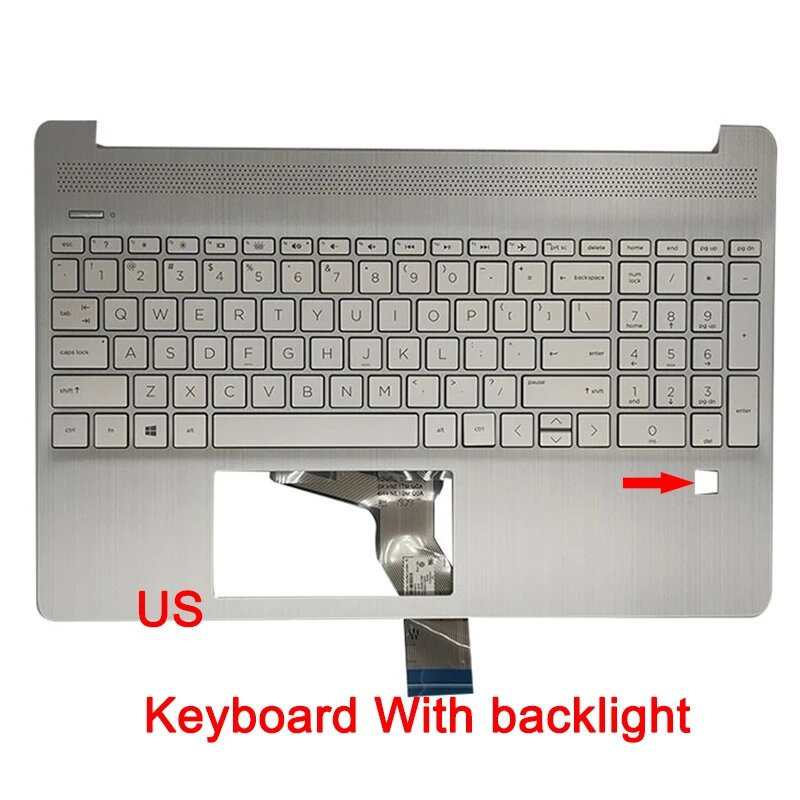 Клавиатура для HP 15-DY/EF/FQ/FR с подсветкой, серебристый