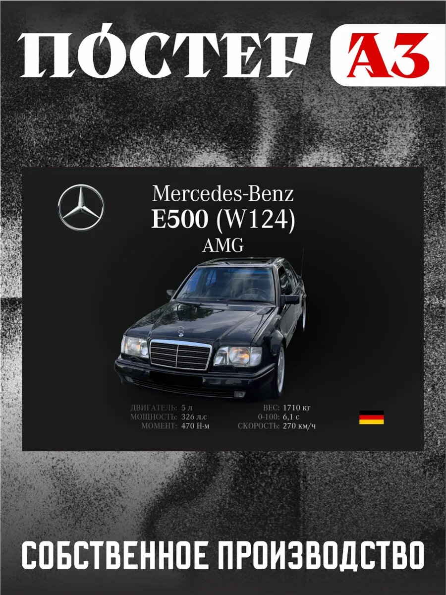 Постер на стену интерьерный А3 Mercedes-Benz мерседес W124