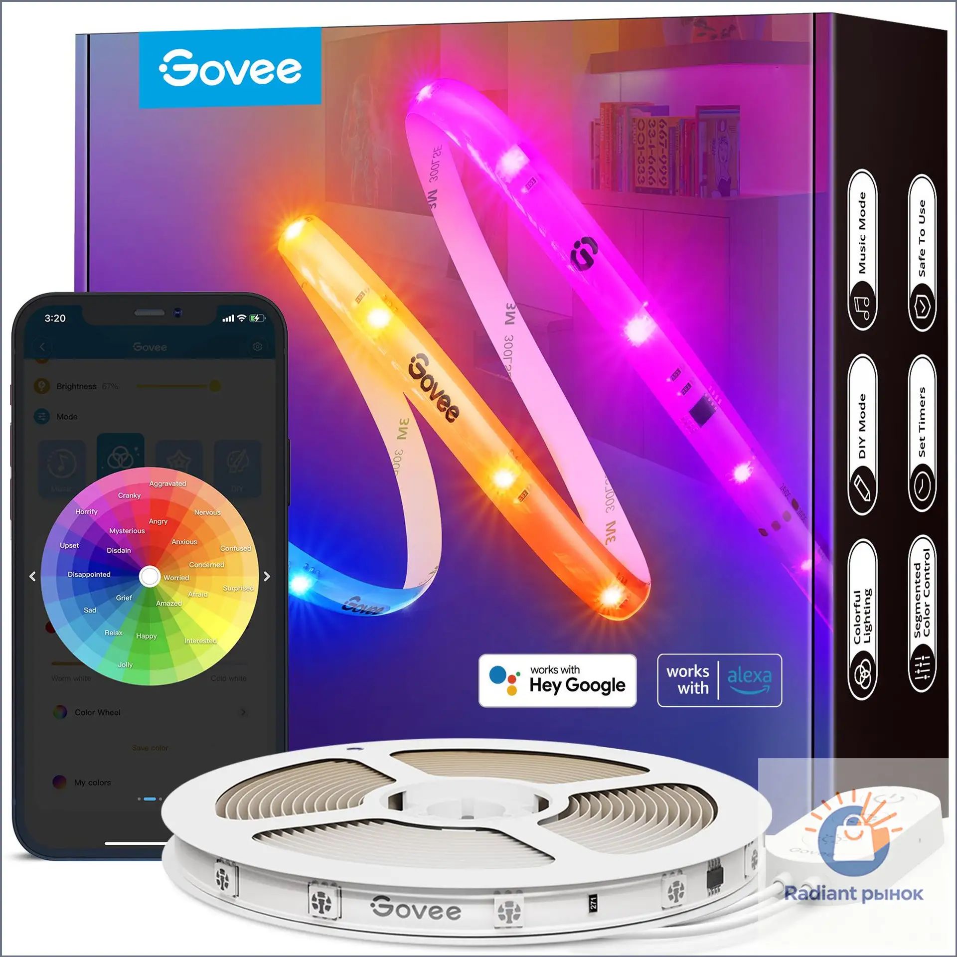 Govee Светодиодная лента 36 Вт, IP20, 1 шт