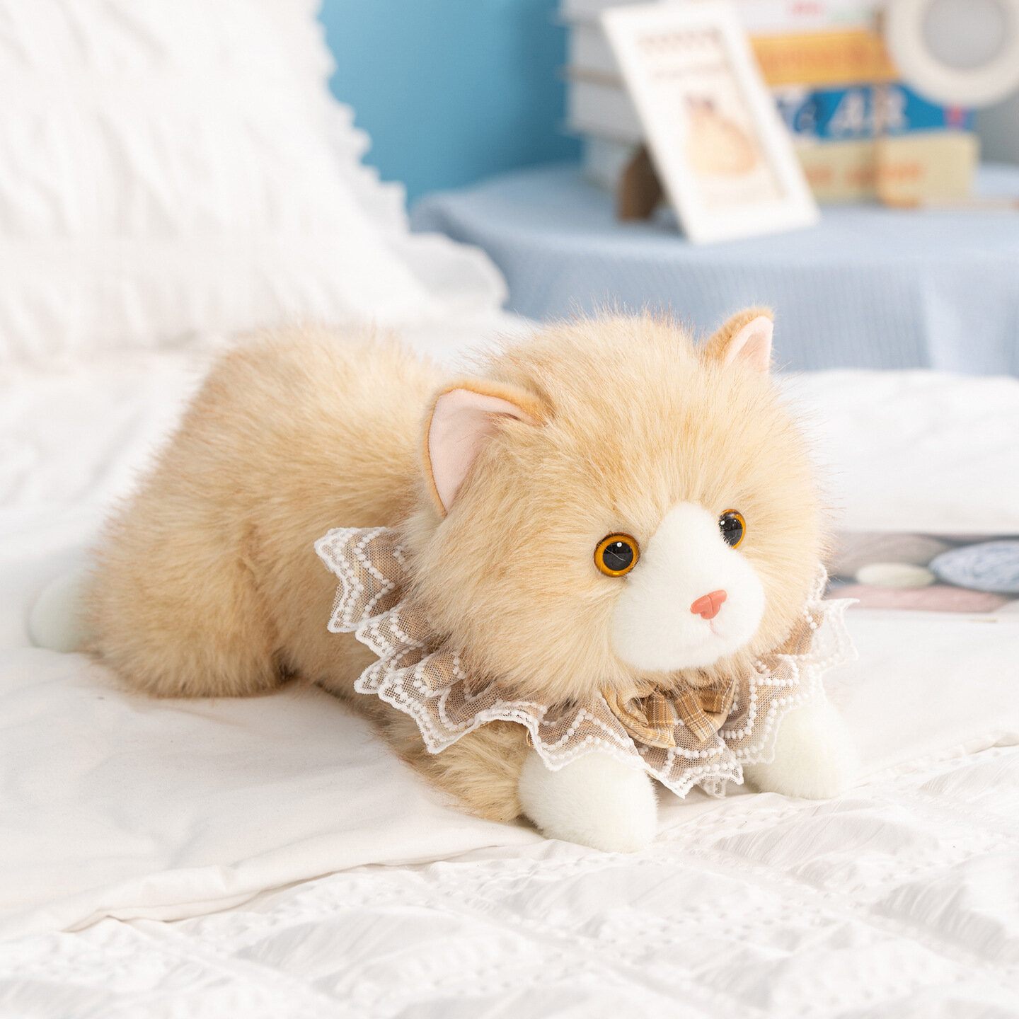 Настоящая игрушка из плюша Кот Рэгдолл Кукла Подушка Подарок на День Рождения Цвет：Золотистый ГрадиентВысота：30 см