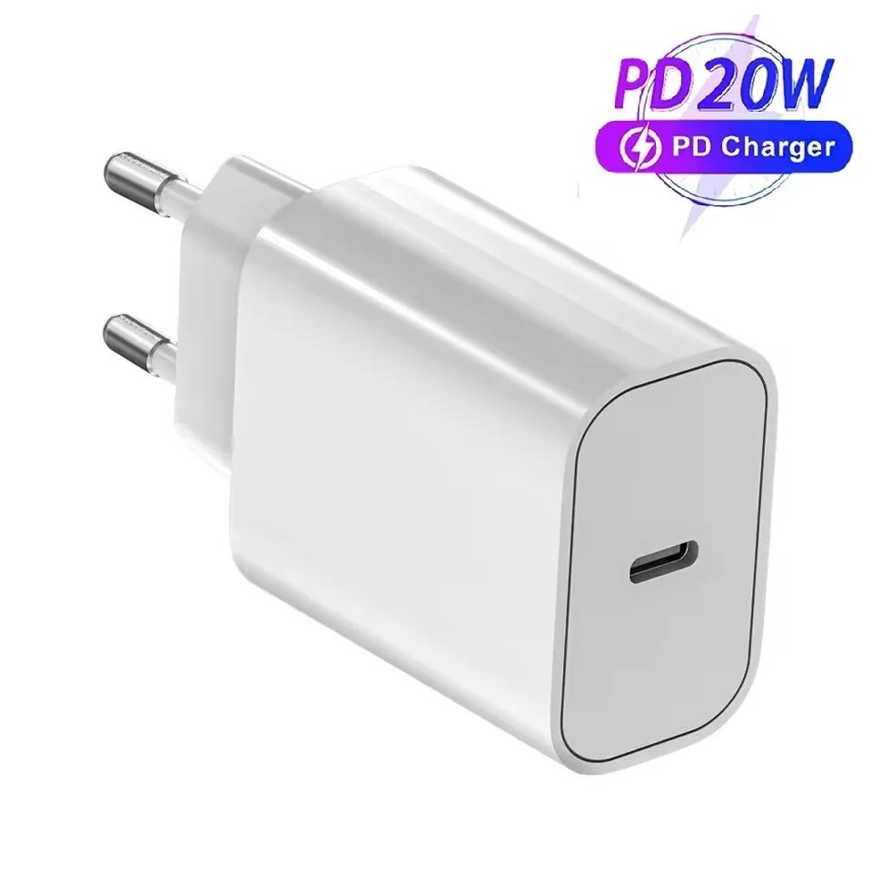 Зарядное Устройство PD 20W USB-C Для Быстрой Зарядки, Вилка EU, Совместимо С iPhone 17/16/14/13 Pro Max Mini, iPad