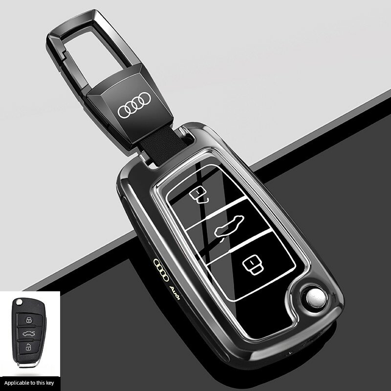 Гунметалл Складной C чехол для ключа Audi A6 (2012-2015), Q5, A7, A8, RS7 - В комплекте лазерная кожаная пряжка