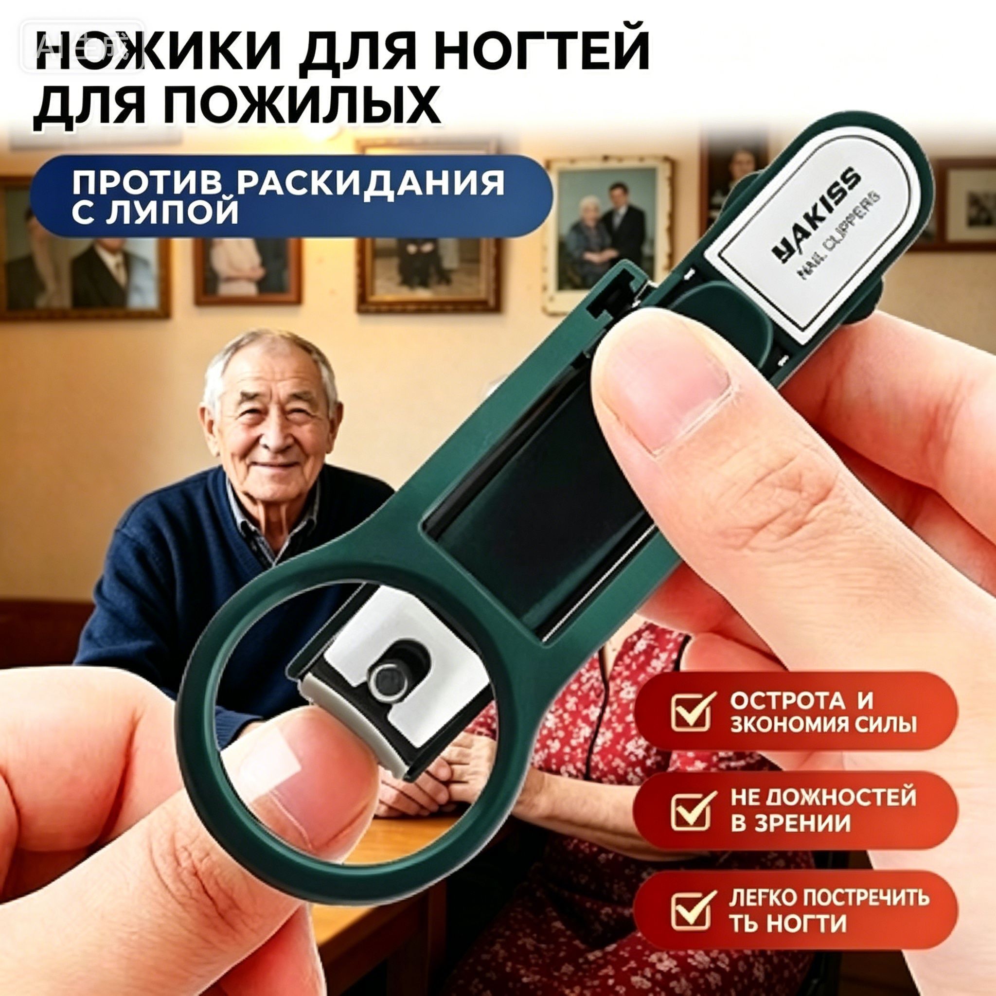 Книпсер для ногтей с лупой и увеличительным стеклом кусачки для маникюра и педикюра для пожилых людей и детей с контейнером