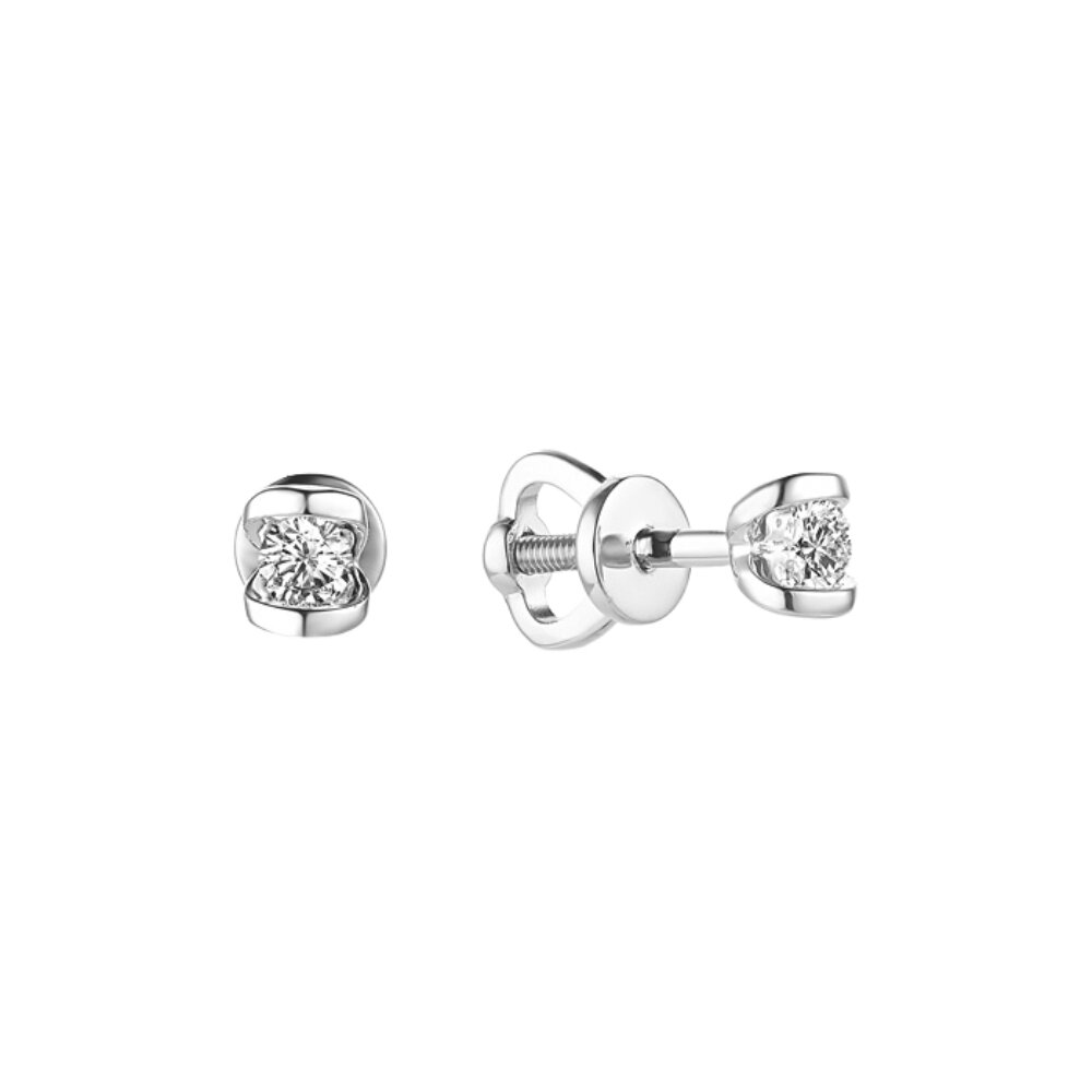 Серьги золото, 585 проба, бриллиант