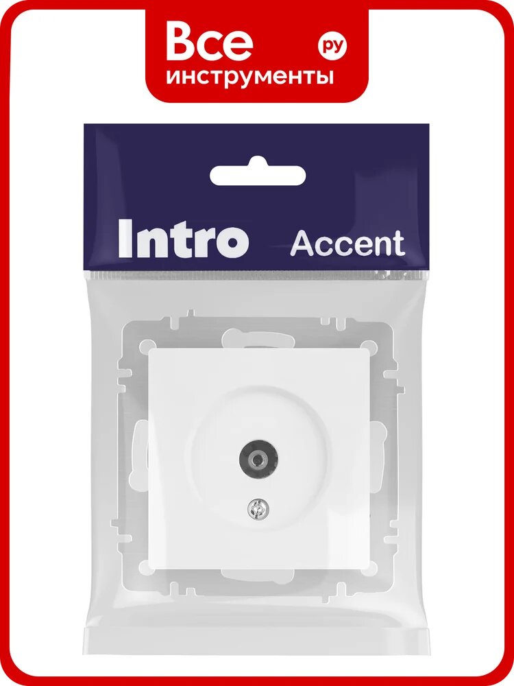 Розетка Intro Accent 630101М TV одиночная, IP20, СУ, белый матовый Б0063603