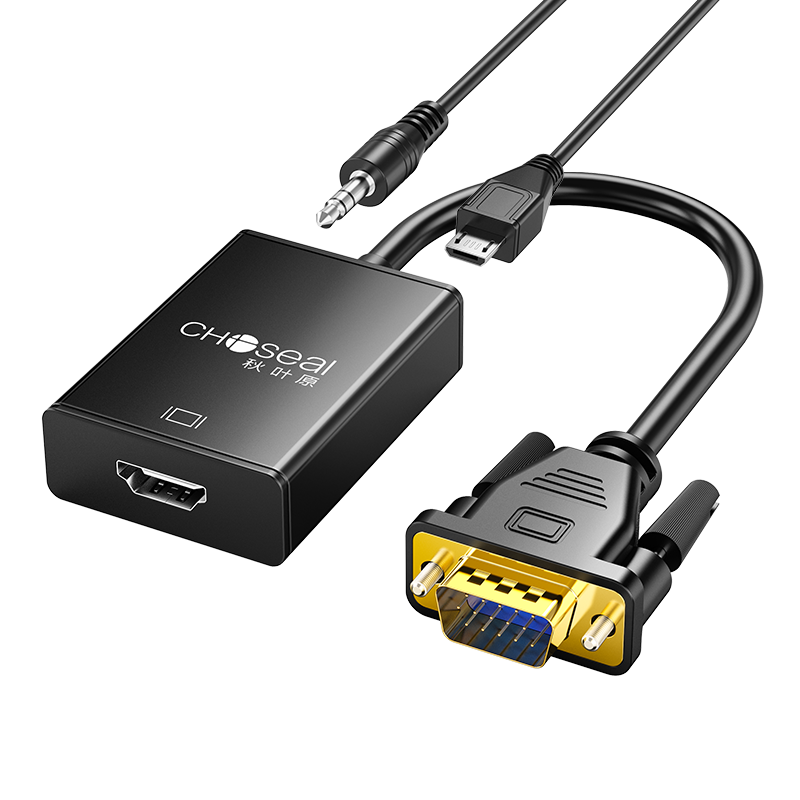 Кабель-конвертер VGA в HDMI с аудио и питанием Черный для ноутбуков ПК ТВ Мониторов Проекторов Модель：VGA в HDMI с