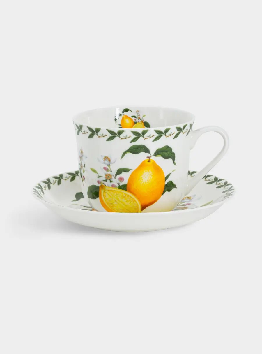 Пара чайная, 1 перс, 2 пр, 480 мл, фарфор F, белая, Лимон, Orchard Fruits