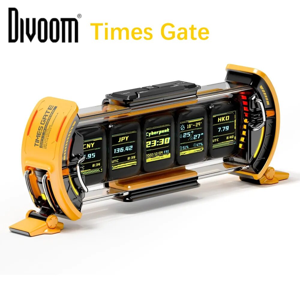 Divoom Times Gate Цифровые часы в стиле киберпанк с интеллектуальным управлением приложениями, подключением к Wi-Fi, светодиодным дисплеем RGB