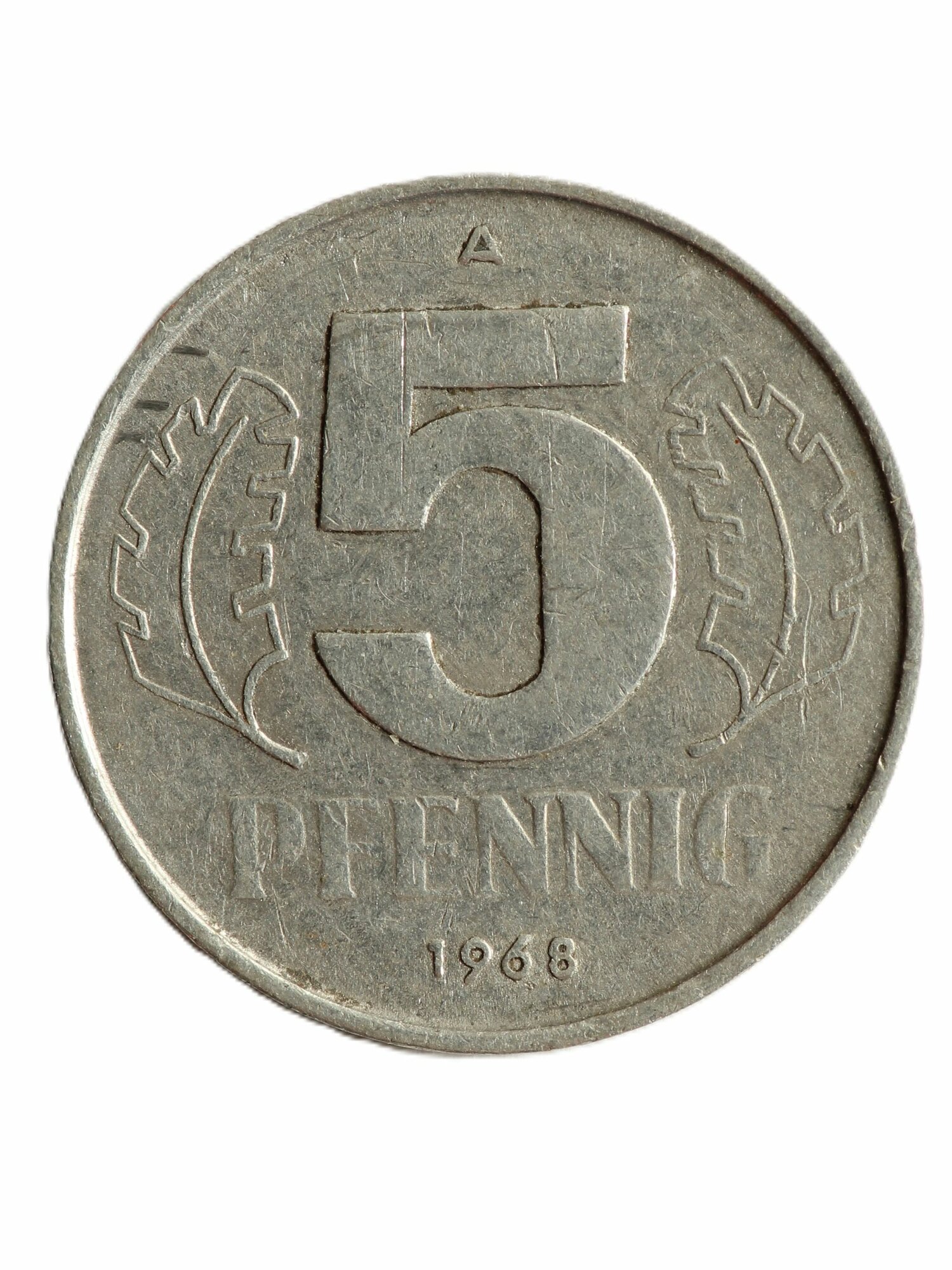 Подлинная монета Германии ГДР 5 пфеннингов 1968 года А