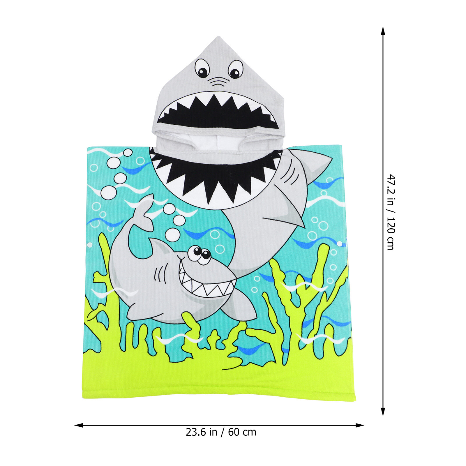 Полотенце-пончо для детей с милыми рисунками 120X60CM зелёное подходит для плавательного бассейна пляжа и аквапарка