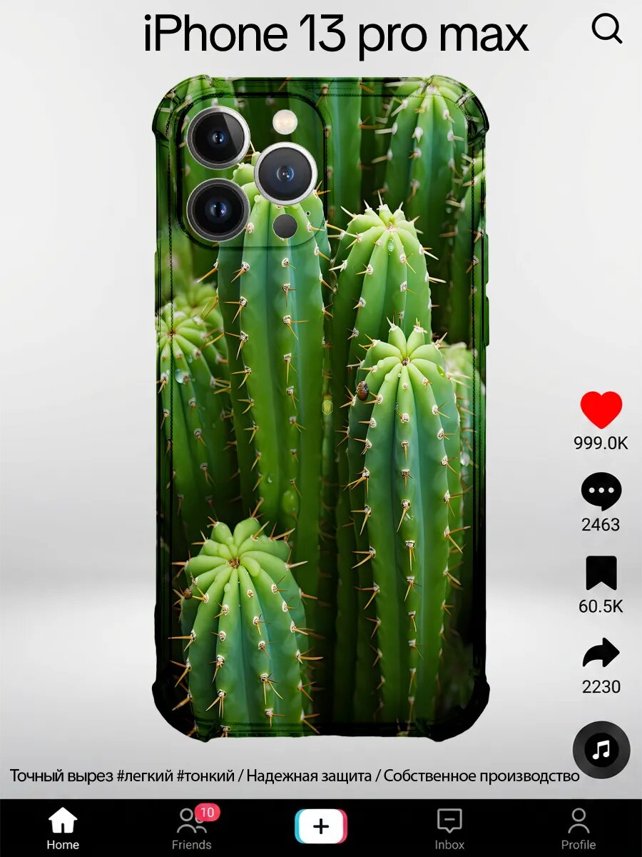 Чехол на iPhone 13 Pro Max с принтом Кактусы