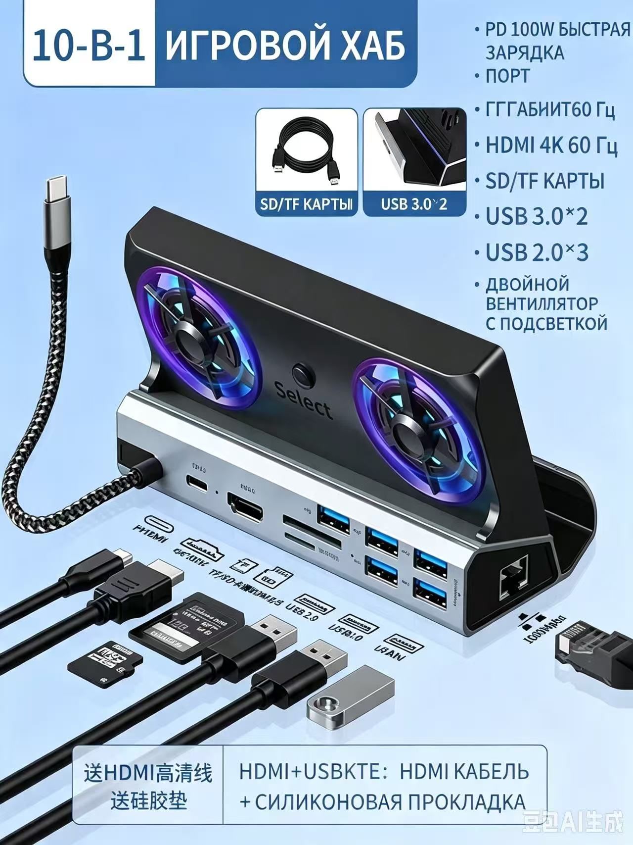 Подходит для портативной док-станции ROG ally steamdeck dock expansion dock USB Lenovo dock HDMI для зарядки