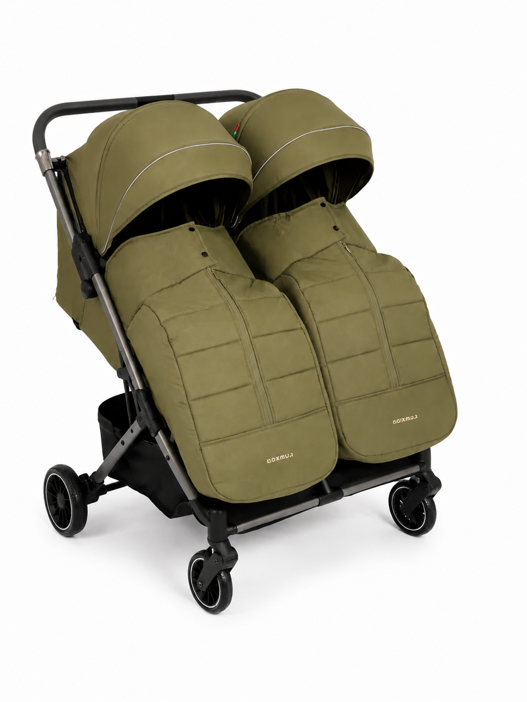 Прогулочная коляска для двойни BREND LUXMOM ORIGINAL 556, армейский зеленый