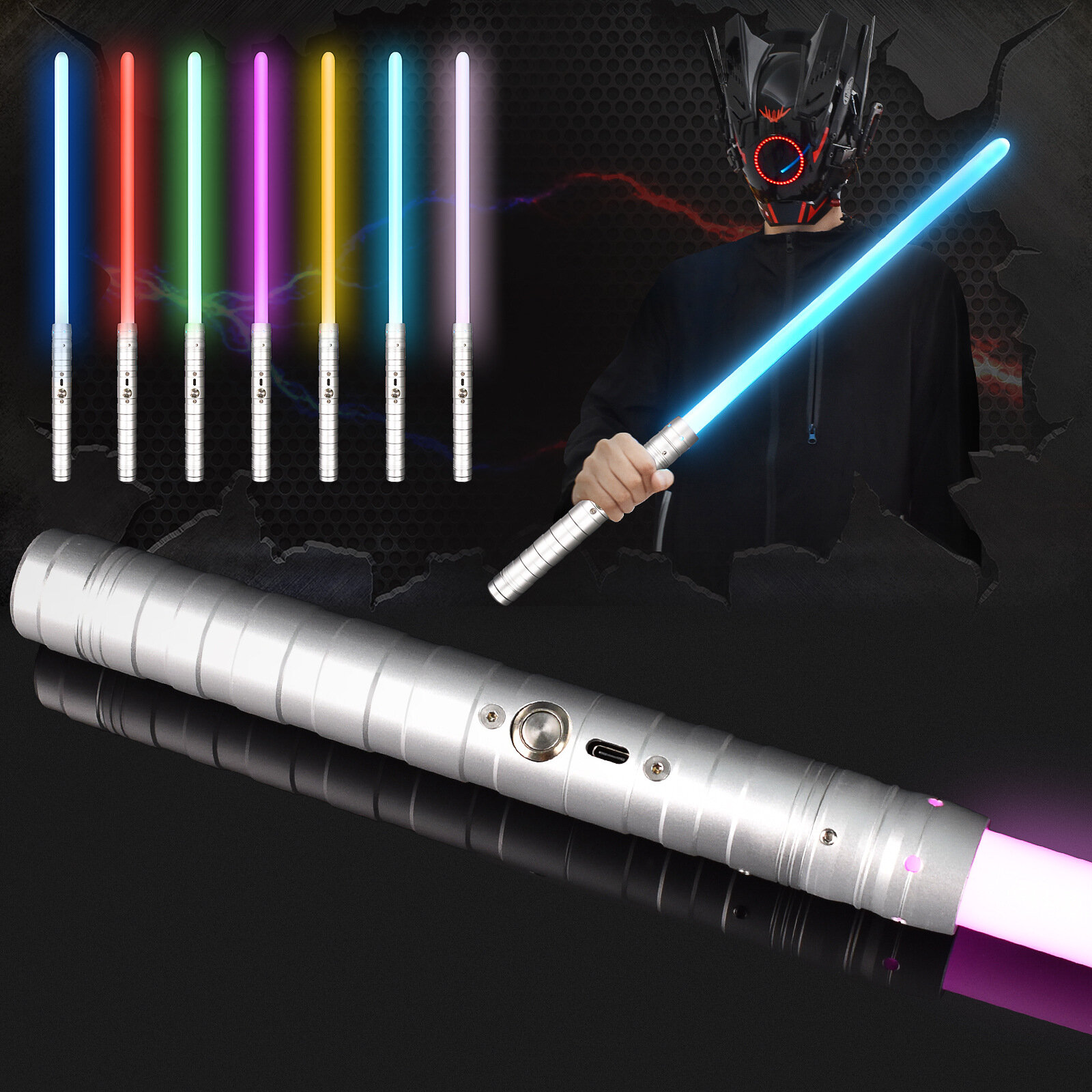 Детский световой меч Star Wars LED 7 цветов меняющихся с эффектом звука Характеристики：1x световой меч 7 цветов