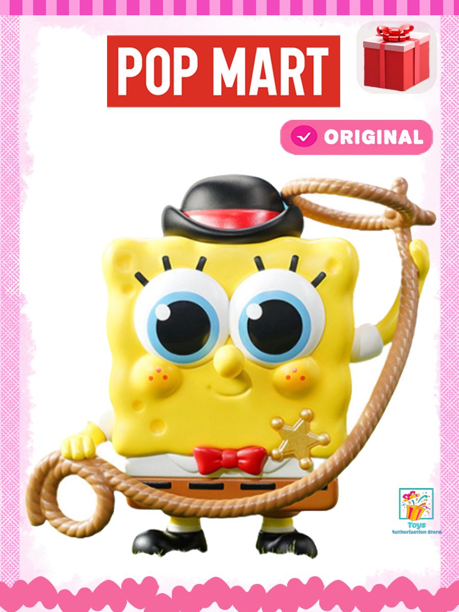 Коллекционная фигурки игрушка POP MART SpongeBob Best Friends Series - Lasso Player , подарок на день рождения, Не Слепая коробка