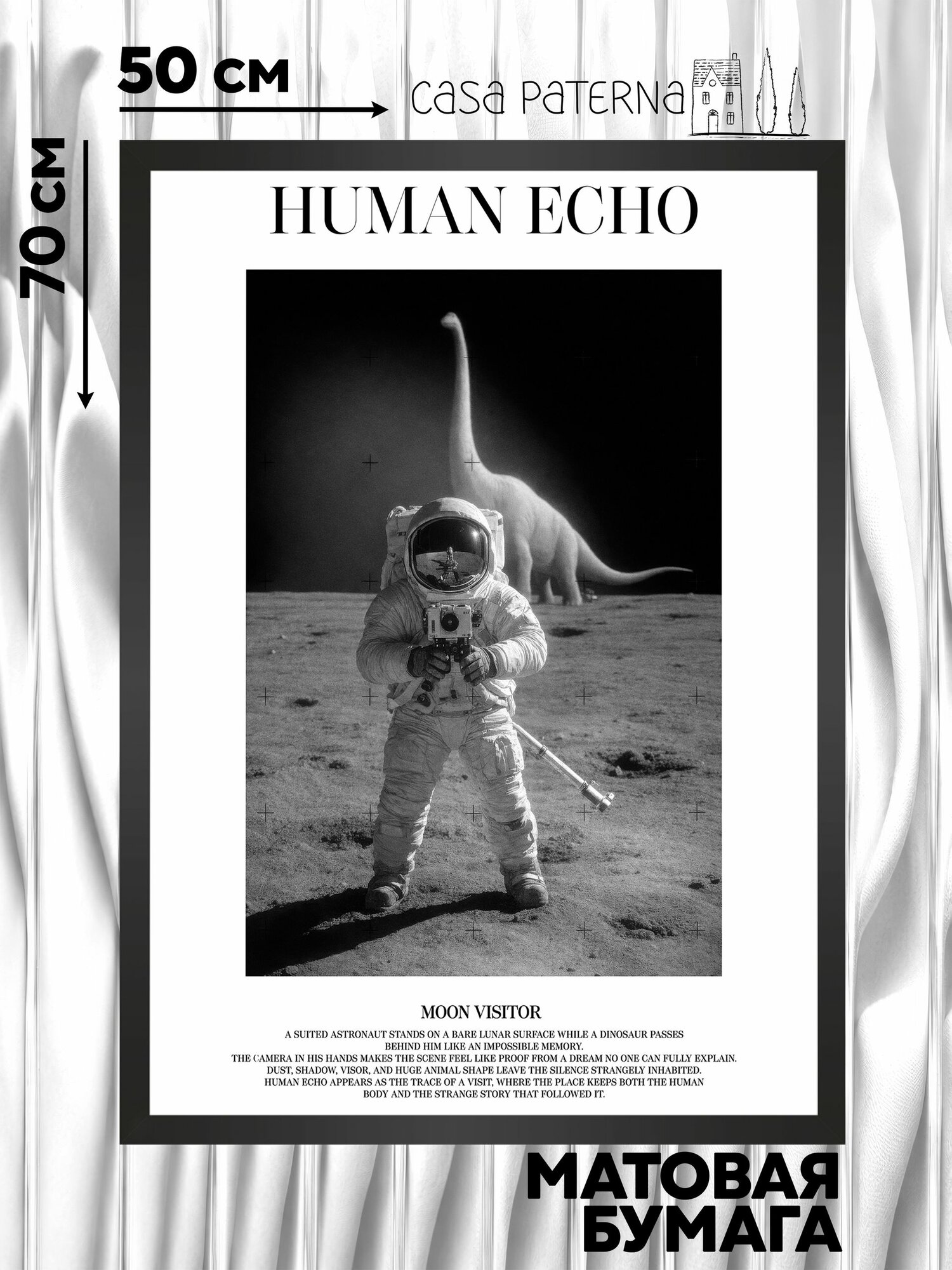 Постер на стену 50х70 Human Echo #6, черно-белая фотография для интерьера, чб без рамки Casa Paterna