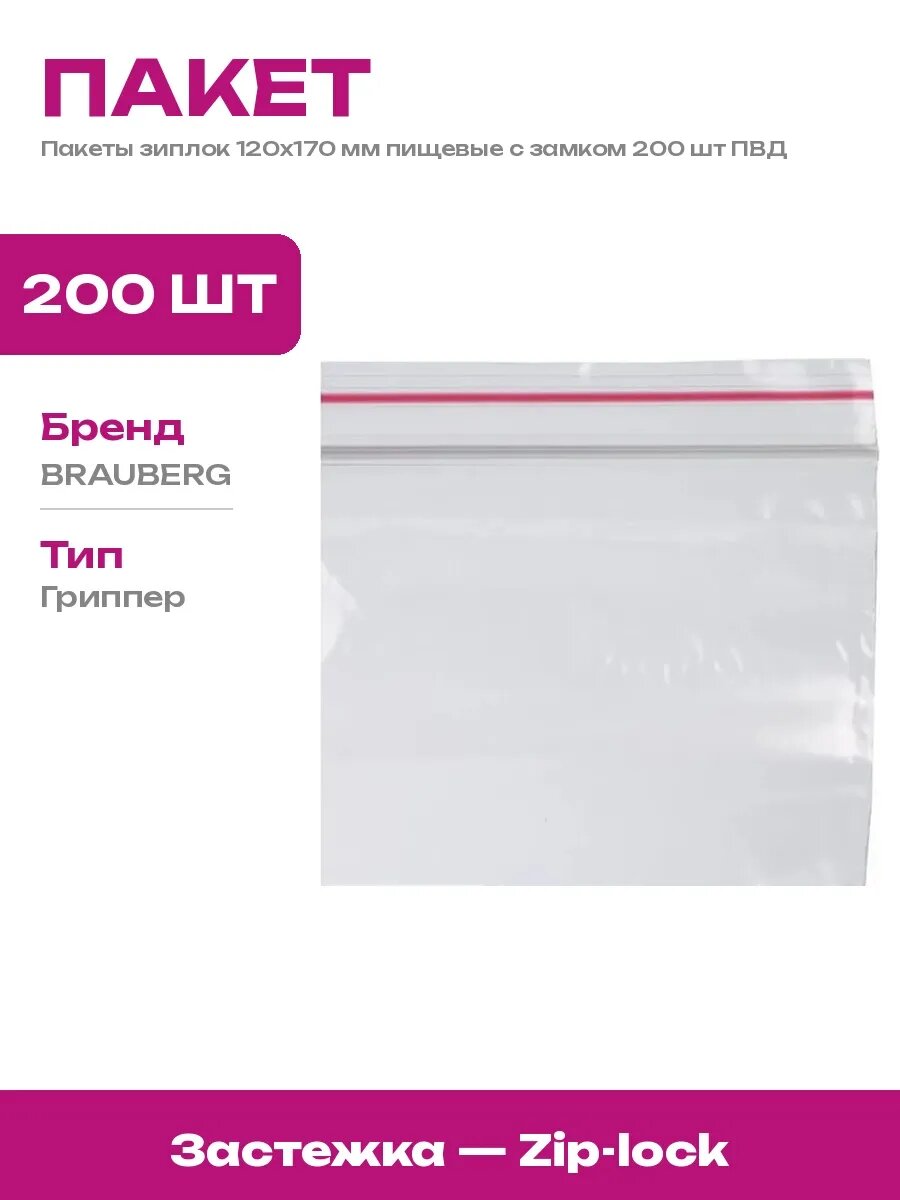 Пакеты с замком зип лок 120х170 мм для хранения 200 шт