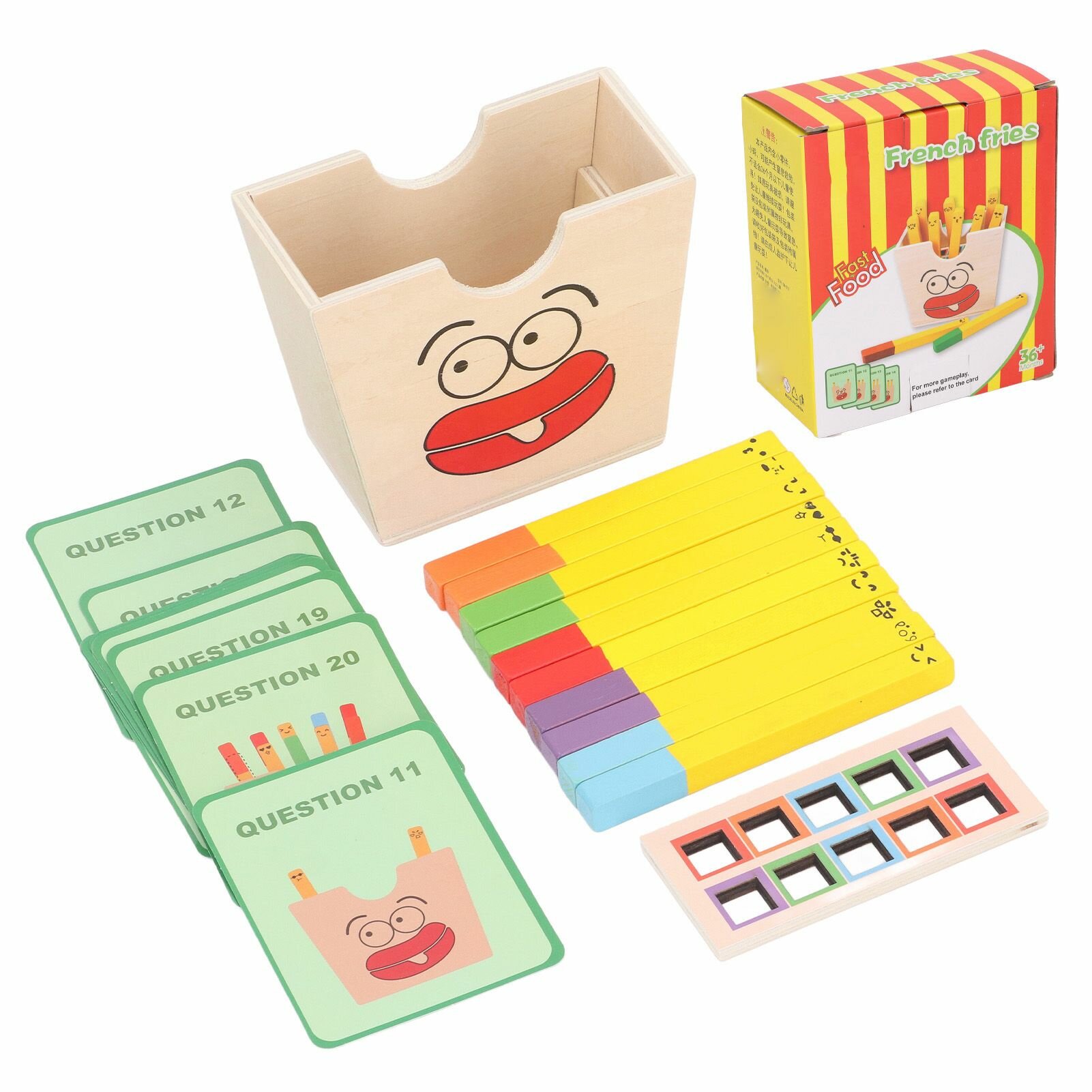 Игрушка "Картофель фри" из липы для сортировки по цвету