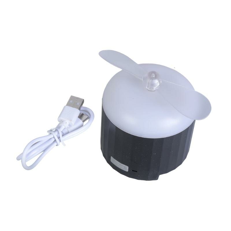 Вентилятор для кемпинга 1200 мА·ч с крюком и светодиодной подсветкой, Черный