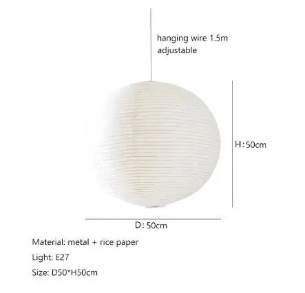 Подвесные светильники HomeLover Wabi Sabi Wind из рисовой бумаги D50cm, Warm light