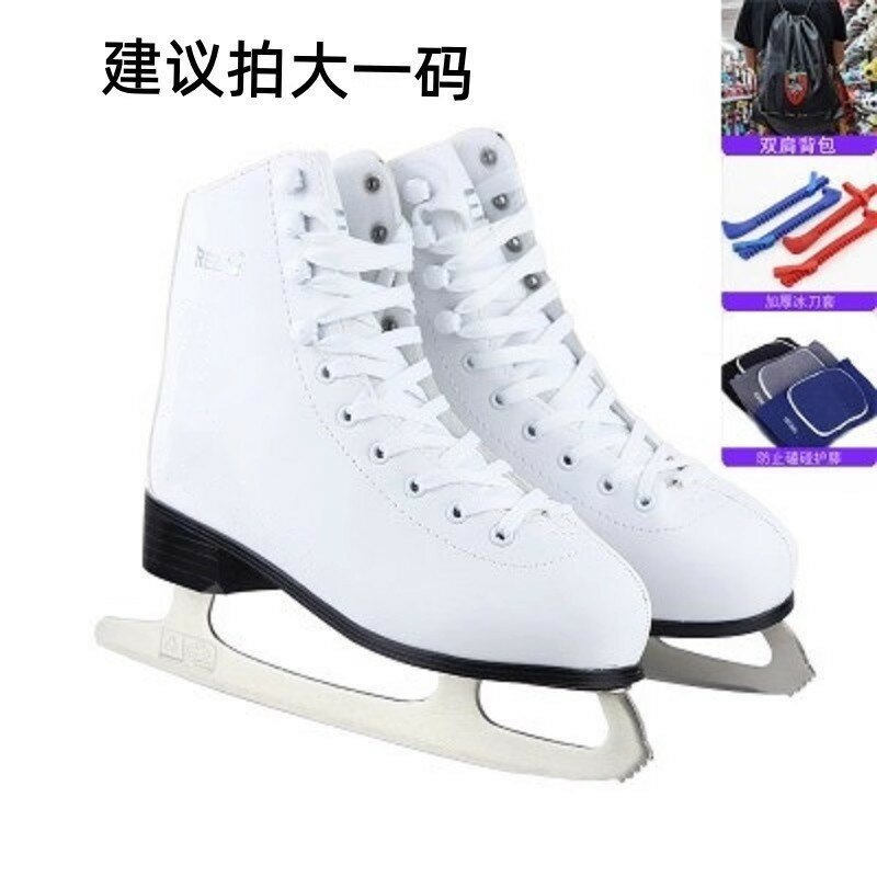 Белые фигурные коньки с цветочным принтом, ПВХ, с флисовой подкладкой, теплые фигурные коньки, белые настоящие коньки для льда