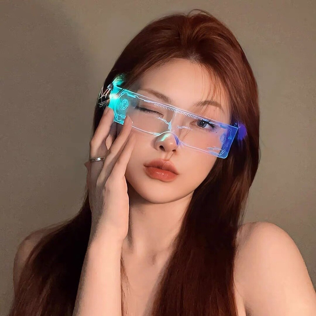 Очки в стиле киберпанк, светящиеся, LED, цветные, крутые, интернет-знаменитости, диско-фото реквизит, солнцезащитные очки