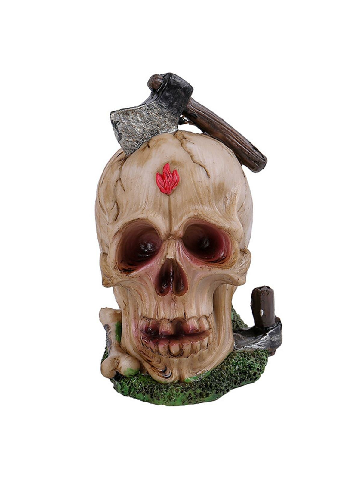 Маленькая фигурка черепа на Хэллоуин с топорами, пугающий орнамент из декоративных смол
