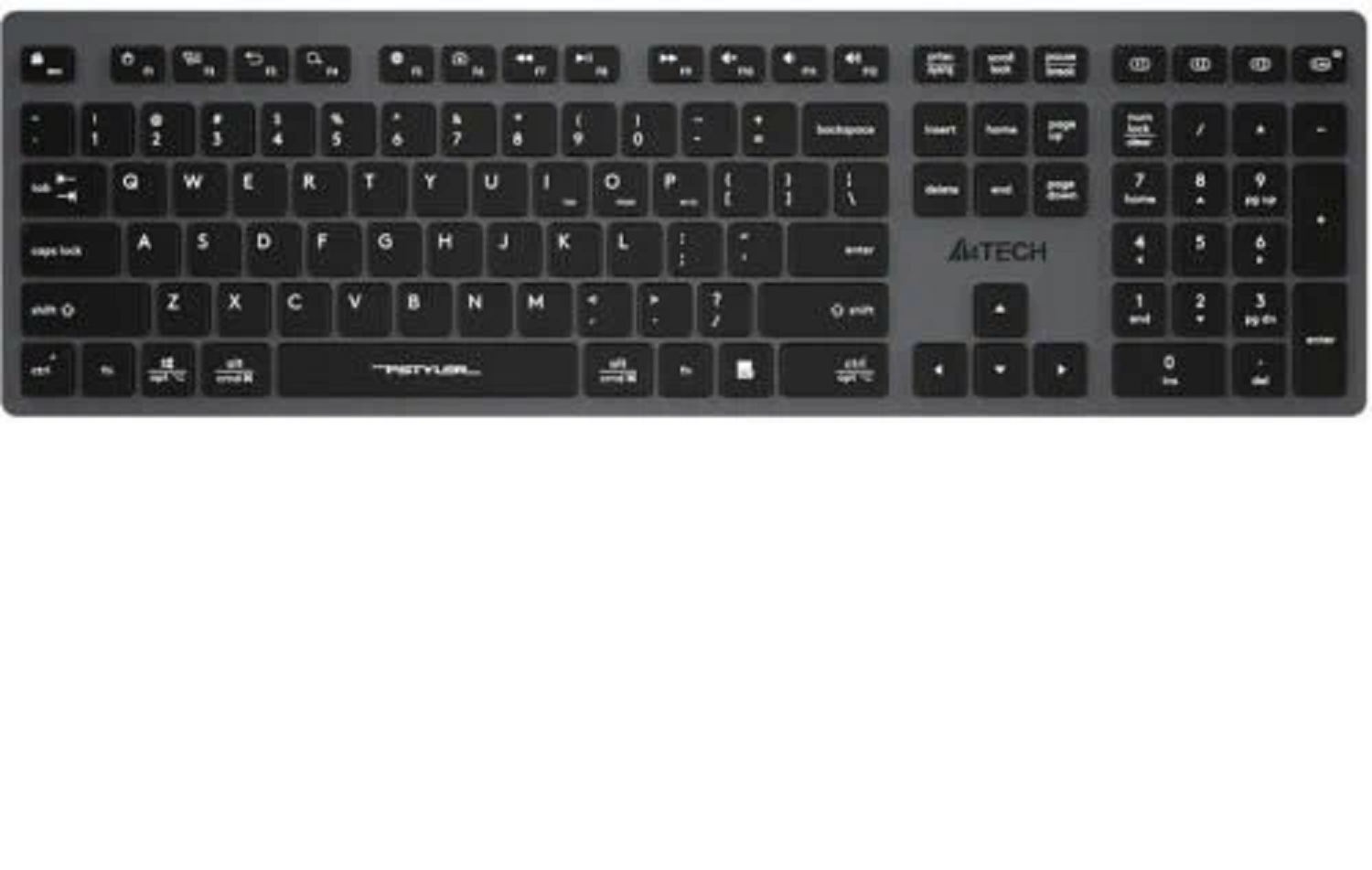 Клавиатура A4Tech "Fstyler", беспроводная, ножничная, 109 клавиш, русская раскладка, серая