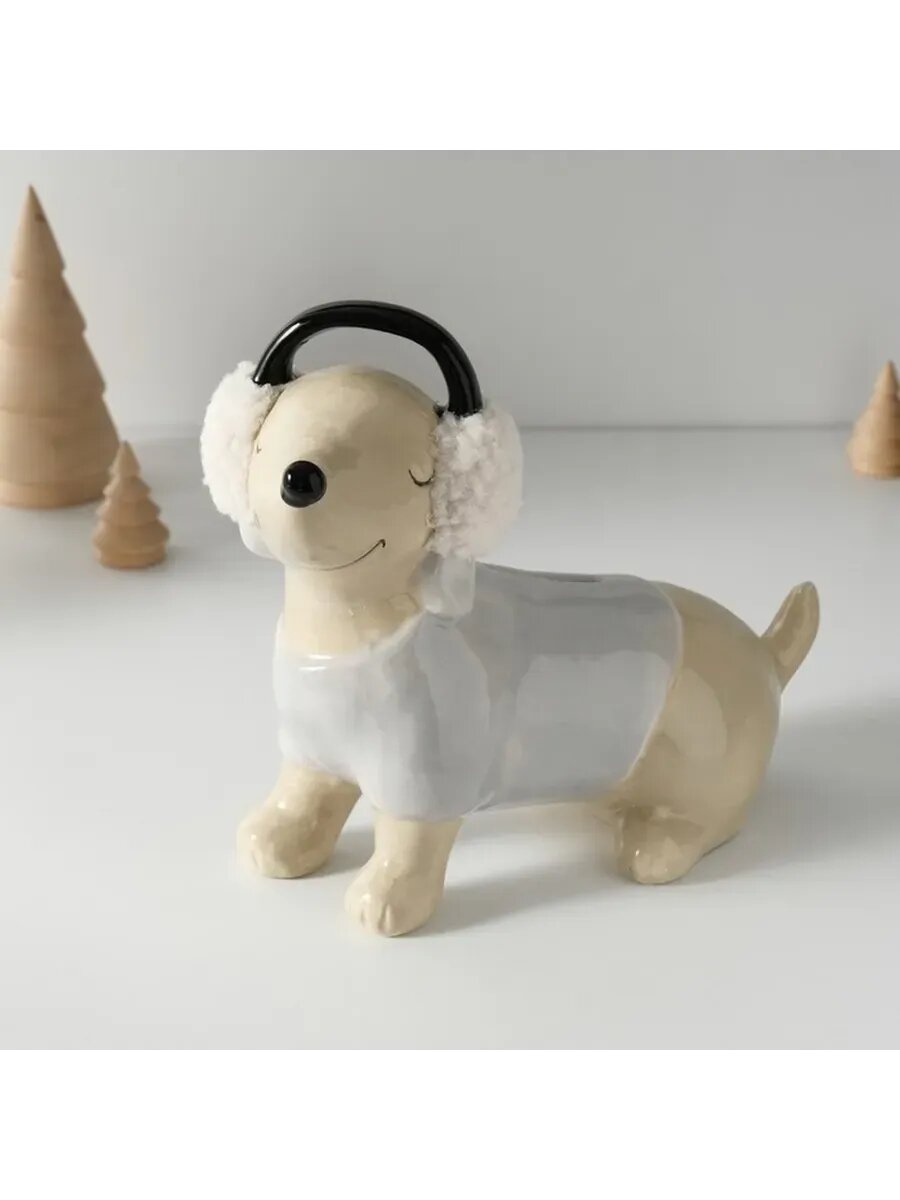 Копилка-собачка с наушниками, яркая и оригинальная