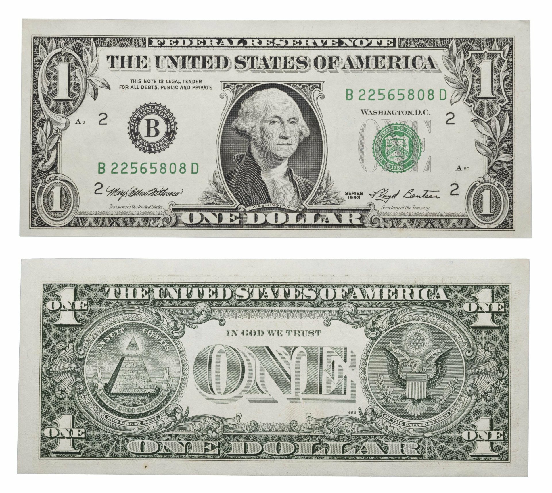 США 1 доллар 1993 год Pick 490а B-Нью Йорк