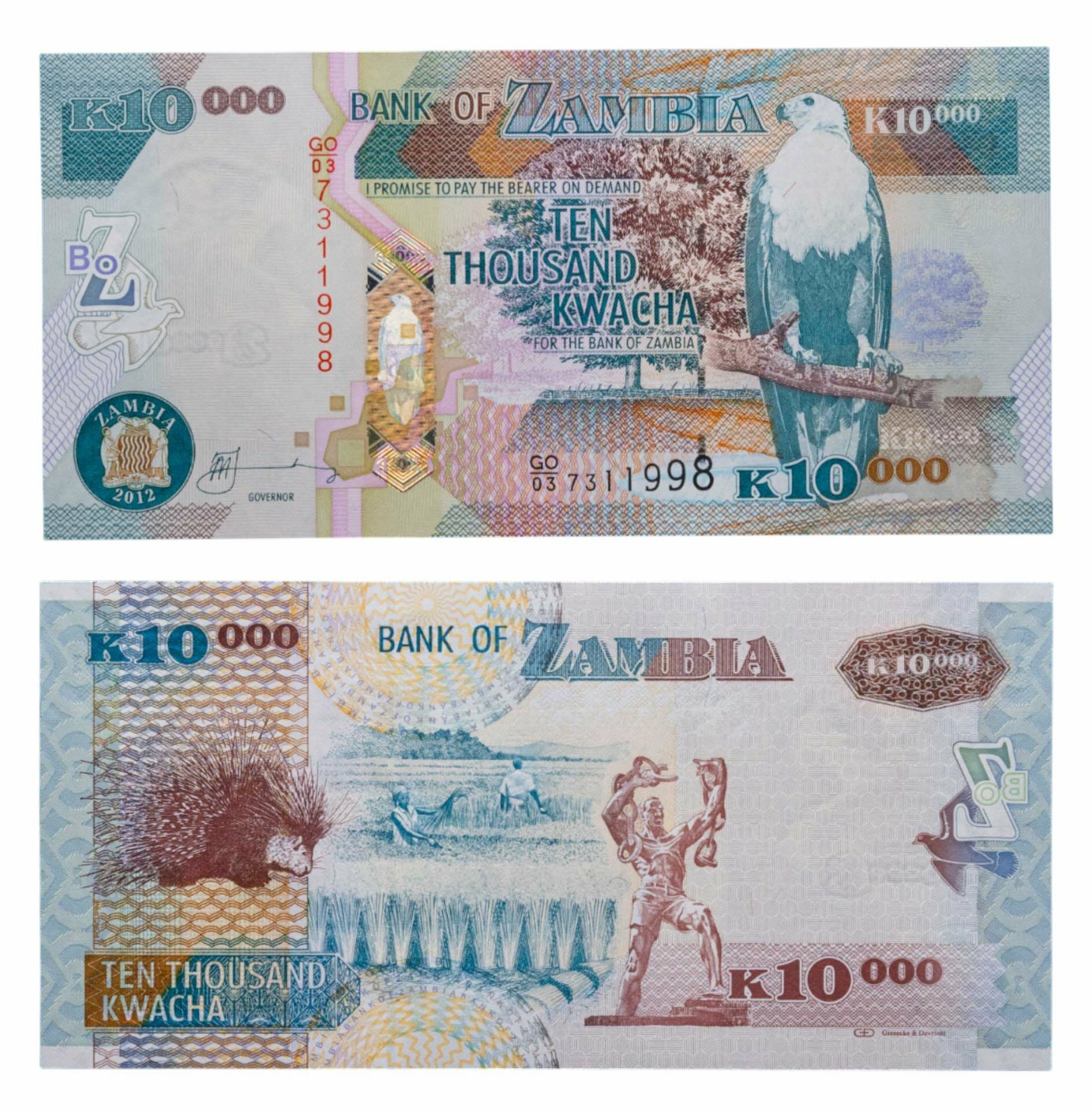 Замбия 10 000 квача 2012