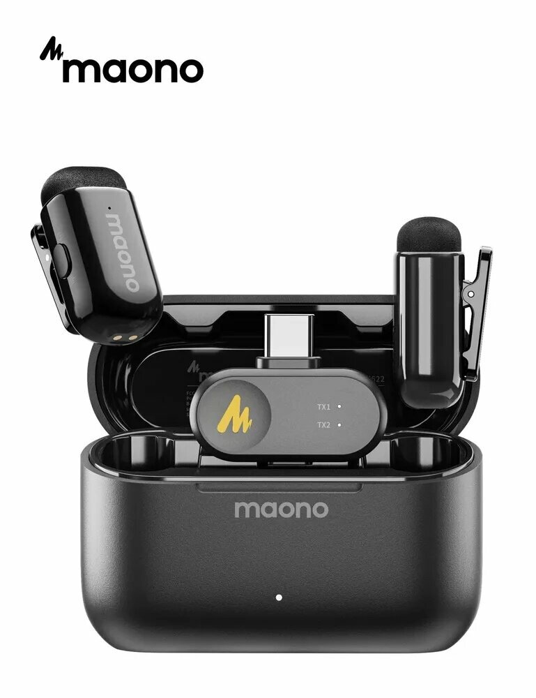 MAONO Микрофон петличный WAVE T1 mini Type-C, черный матовый, черный