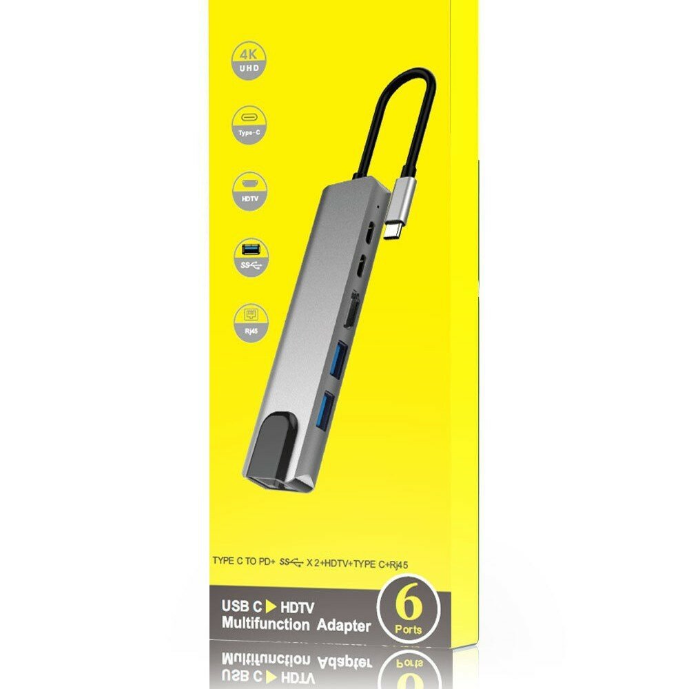 Универсальный USB-концентратор Type-C 8-в-1 с HDMI, RJ45, PD и множественными портами для ноутбука и ПК