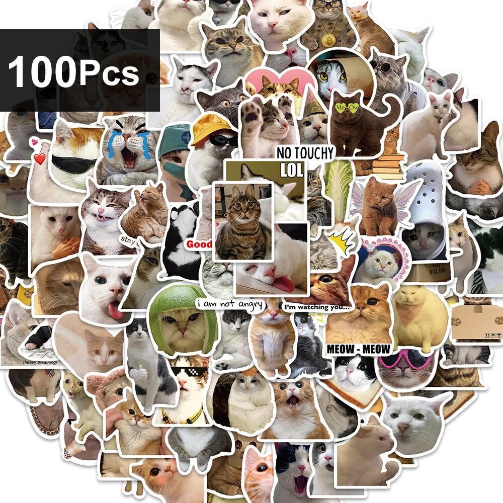 Стикеры котики 100 шт (1 упаковка)