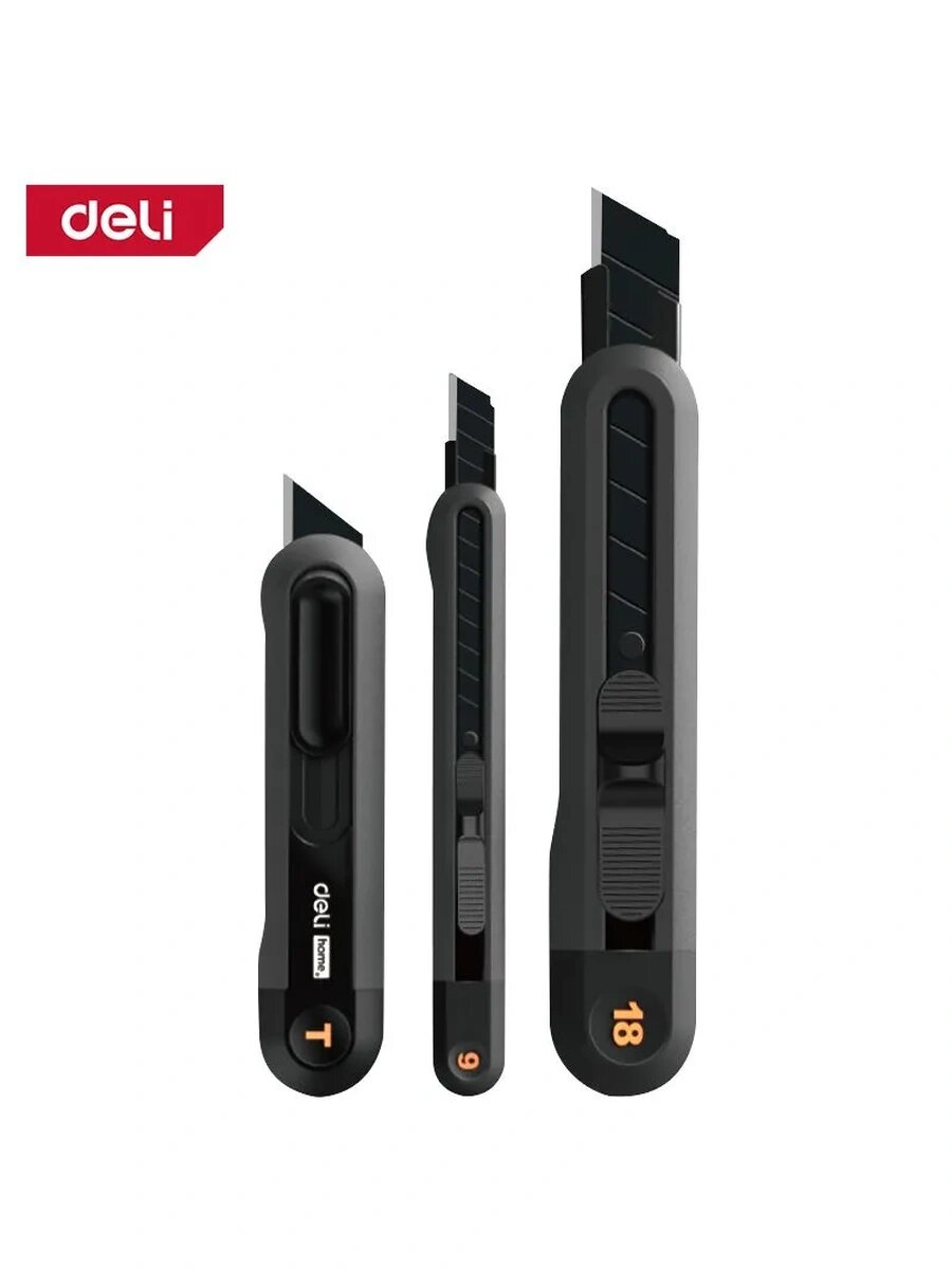 Набор универсальных строительных ножей Deli "Home Series Black" HT4003