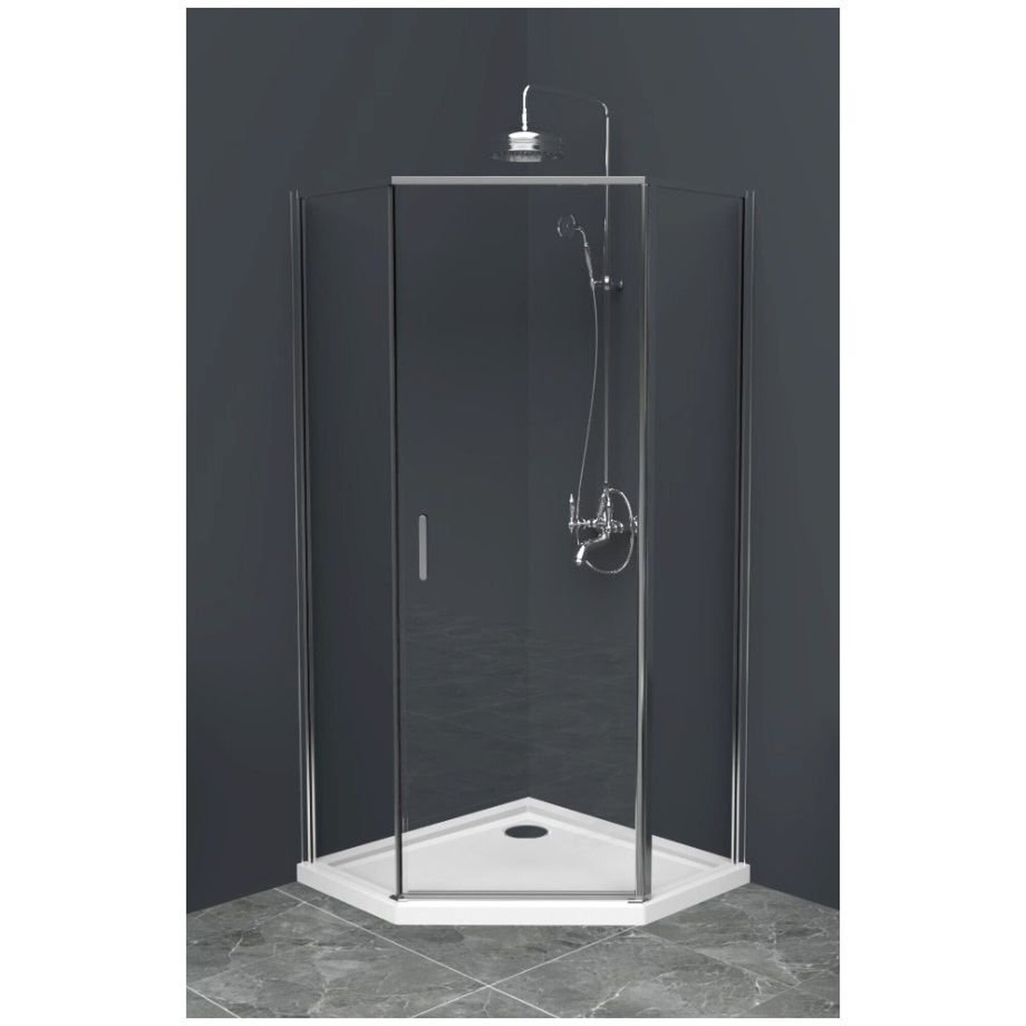 Душевой уголок BelBagno UNO-195-P-1-80-C-Cr хром, стекло прозрачное 5 мм (800х1950х800)