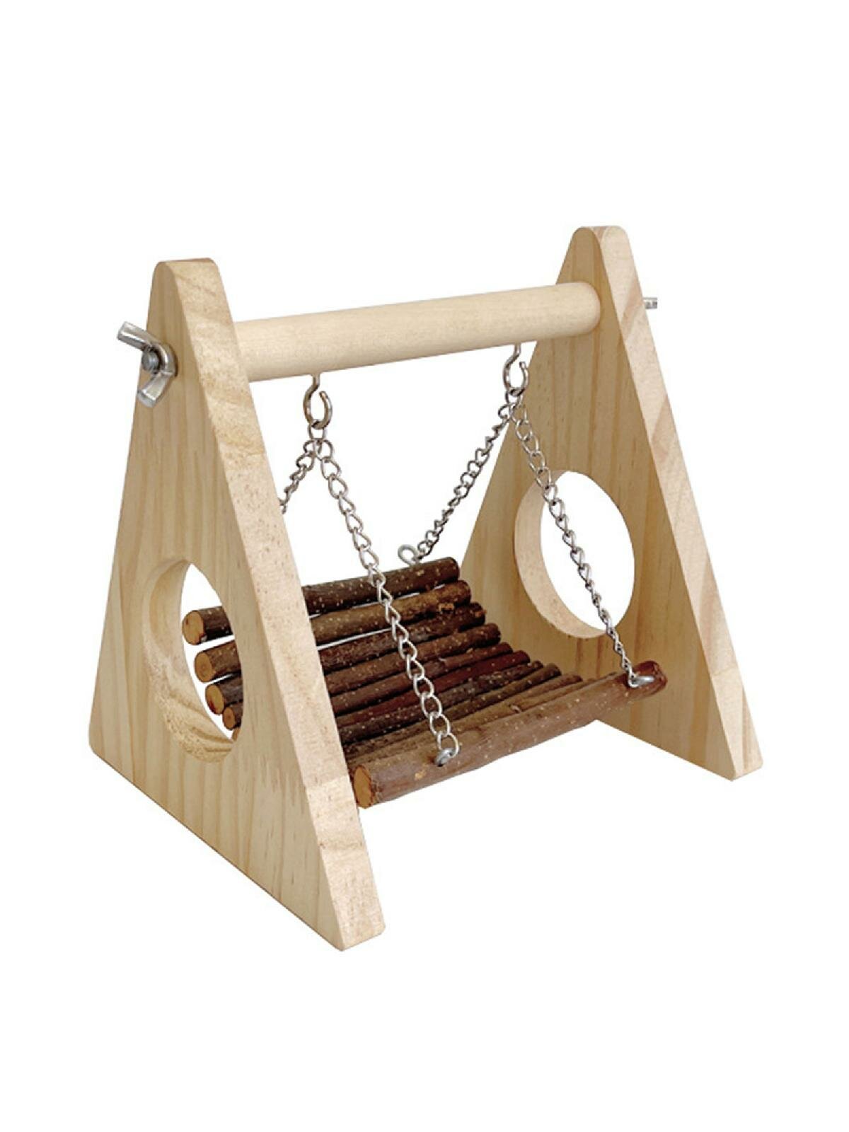 Гамак-качели для хомячка на треноге из яблочной ветки