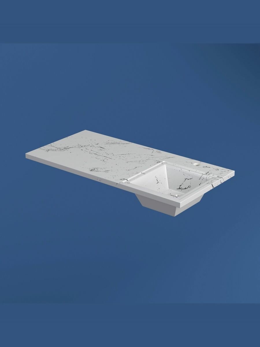 Раковина над стиральной машиной Марсал 100 х 48 правая, белый мрамор