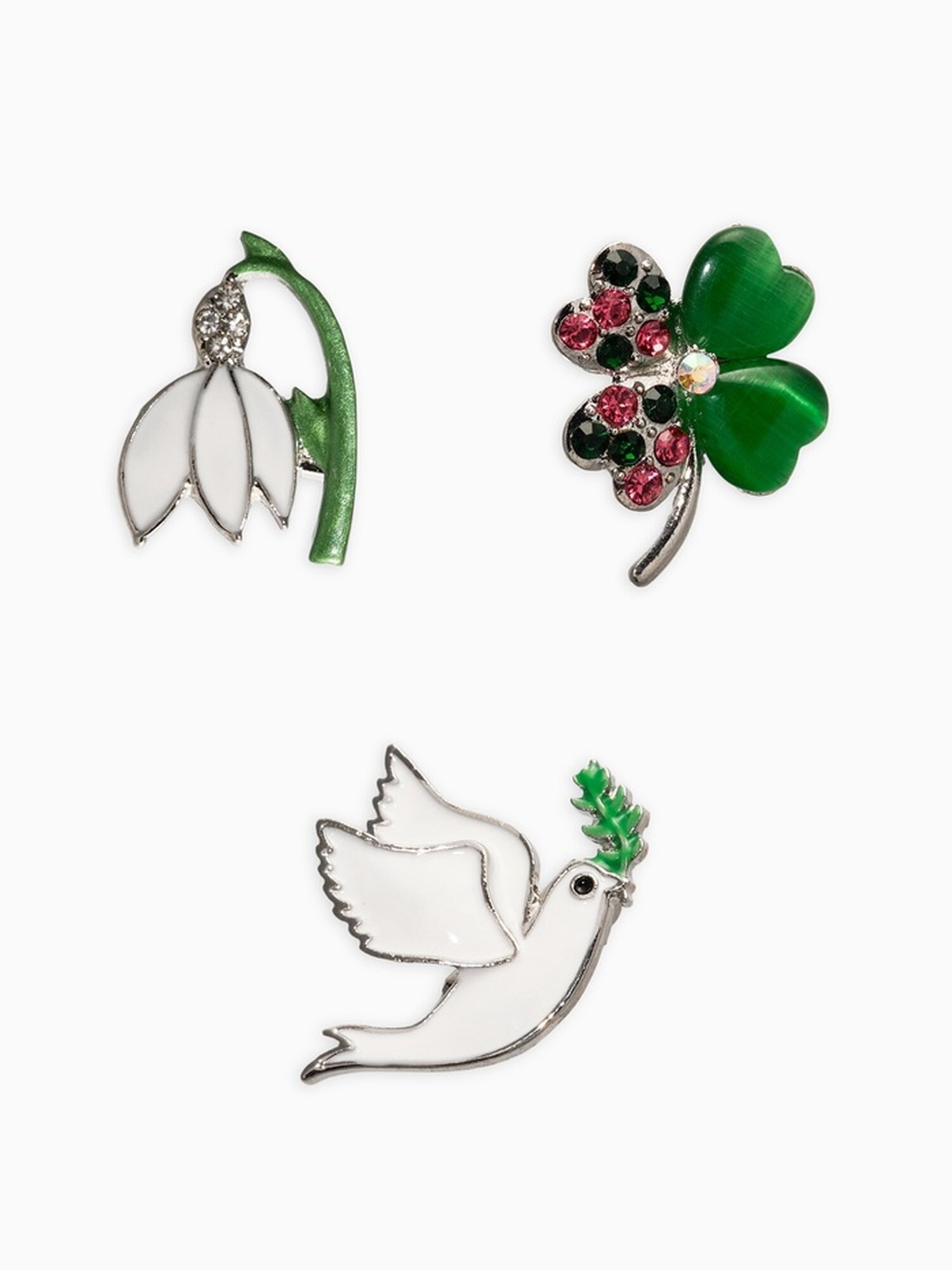 Комплект брошей, стразы, эмаль