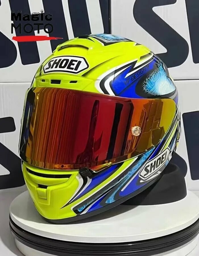 Shoei Мотошлем, цвет: желтый, синий, размер: M