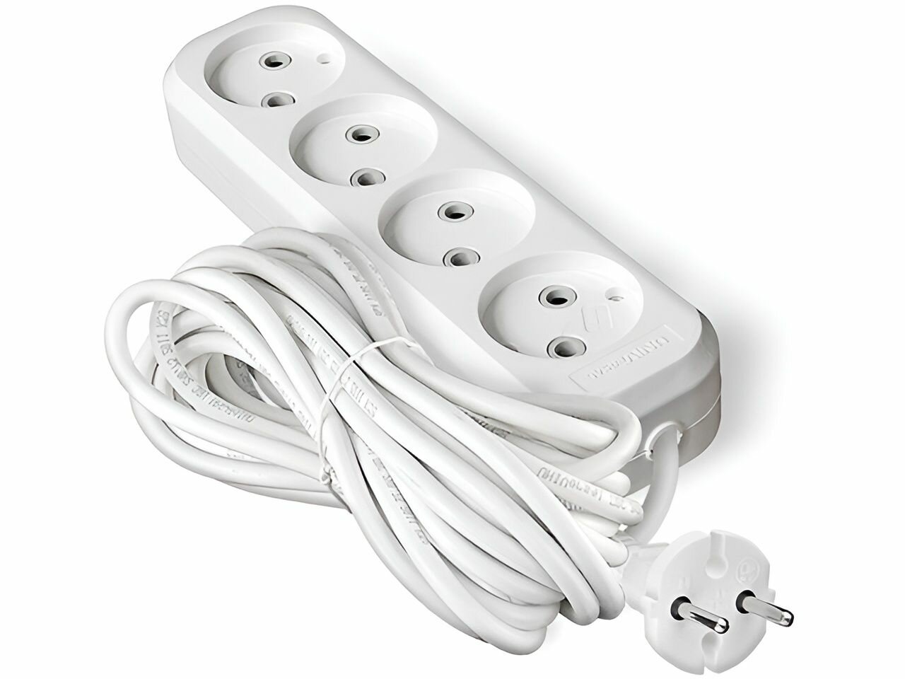 Удлинитель бытовой Universal 4х5 м, без заземления, 6А, белый