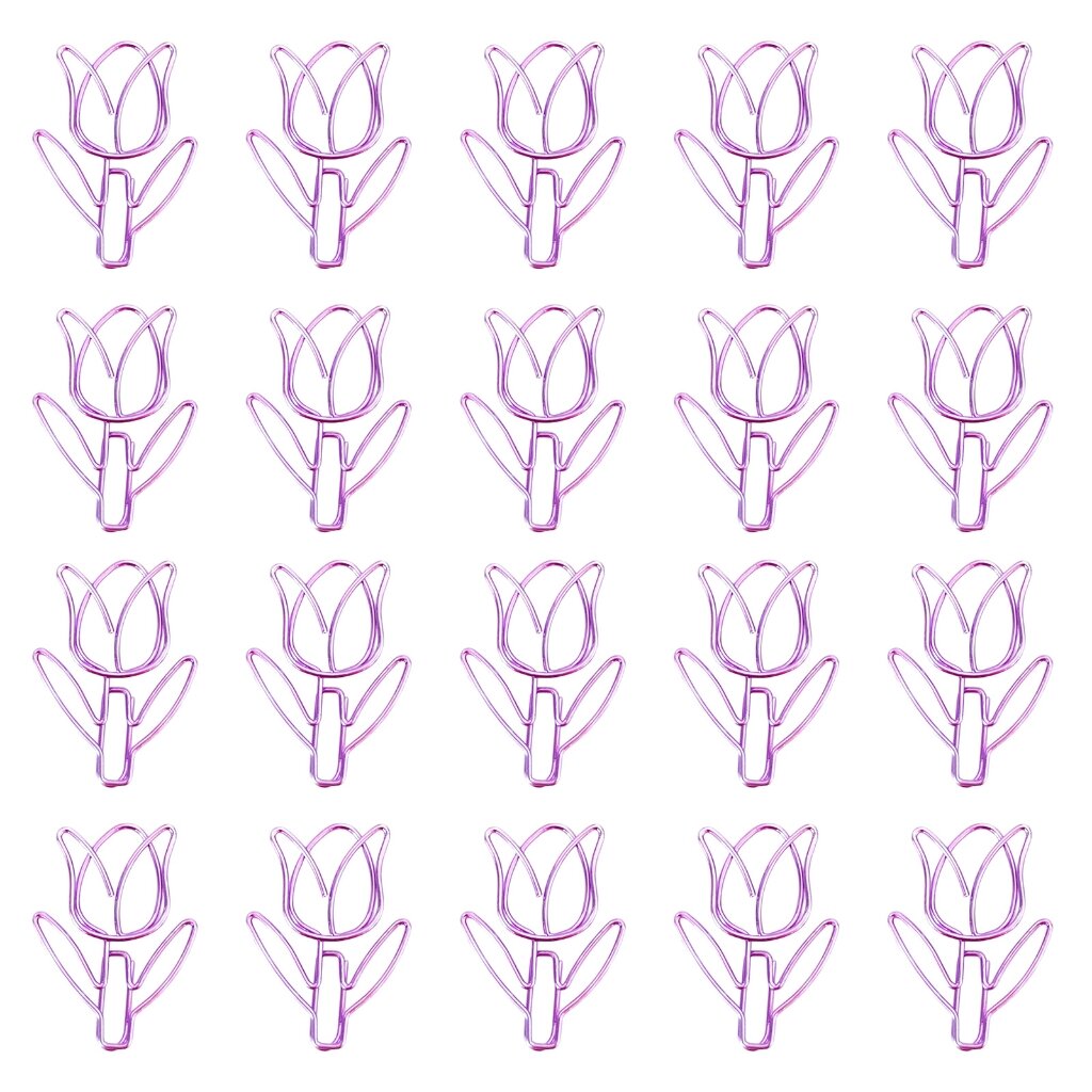 1 набор из 20 штук, цветные скрепки в форме тюльпана, цветные скрепки для бумаги-фиолетовый